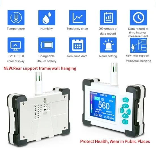 Upgraded SR-510A Carbon Dioxide Monitor with Rechargeable Battery ...