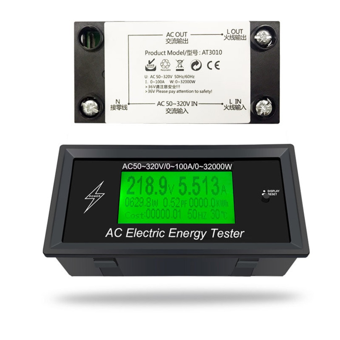 AT3010 AC50~320V 100A 3KKW Phone App AC Meters Digital Voltage ...