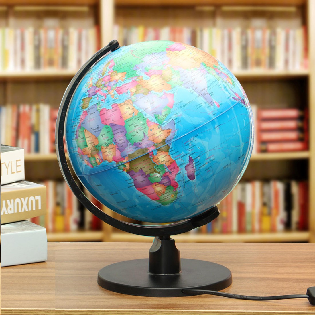World Earth Globe Atlas Map Geography Education Gift w/ Rotating Stand ...