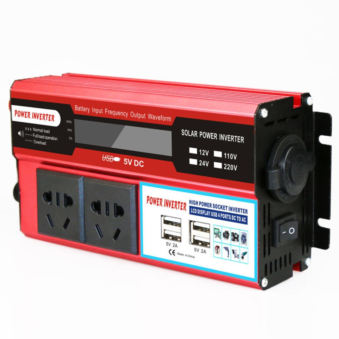 12V/24/ To 220V Inverter True 500W Display 4USB Power Inverter ...