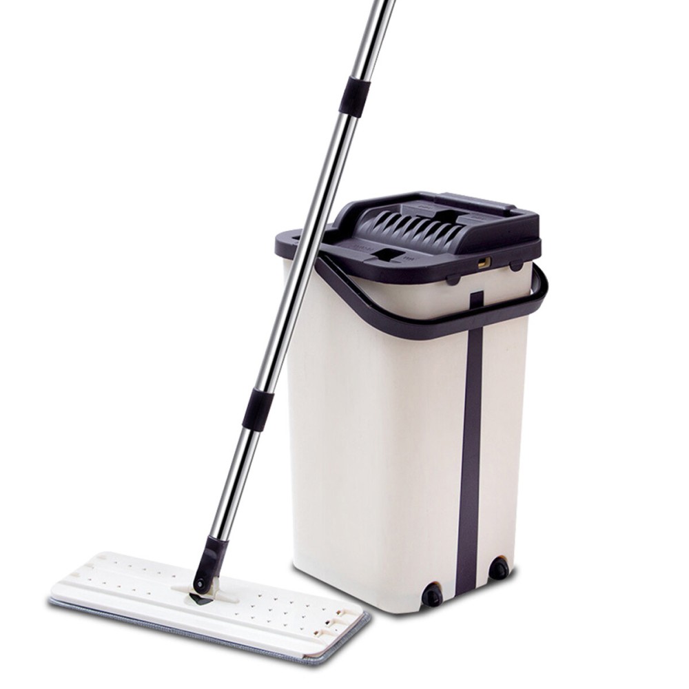 Stainless Steel Flat Squeeze Mop With Bucket Floor Dust Cleaning ...