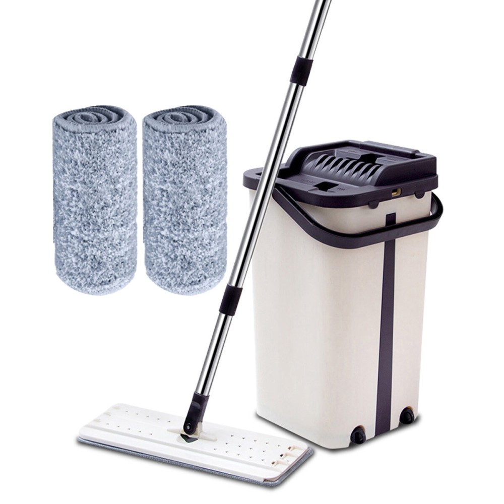 Stainless Steel Flat Squeeze Mop With Bucket Floor Dust Cleaning ...