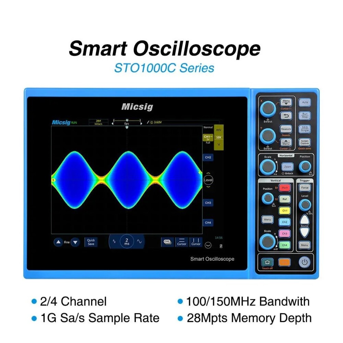 STO1102C Digital Smart Oscilloscope 100MHz 2CH Handheld Oscilloscope ...