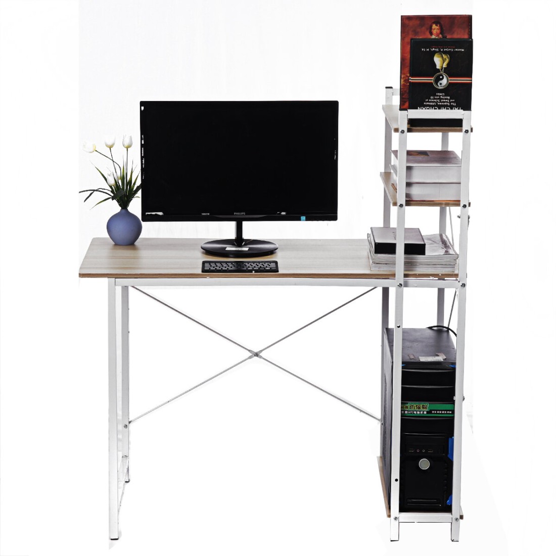 Computer Desk Student Study Table Home Office Workstation Corner Shelf ...