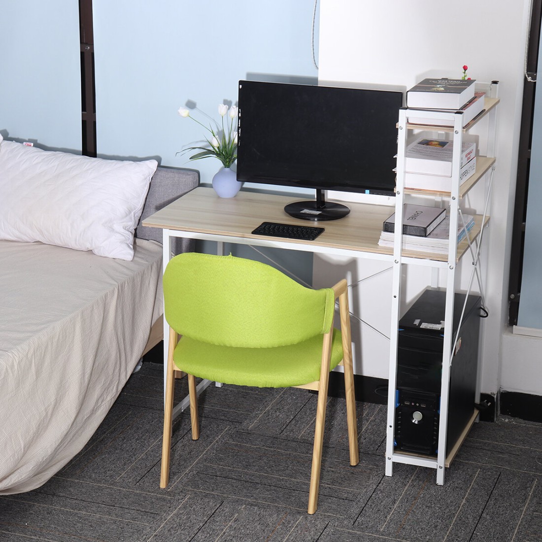 Computer Desk Student Study Table Home Office Workstation Corner Shelf ...
