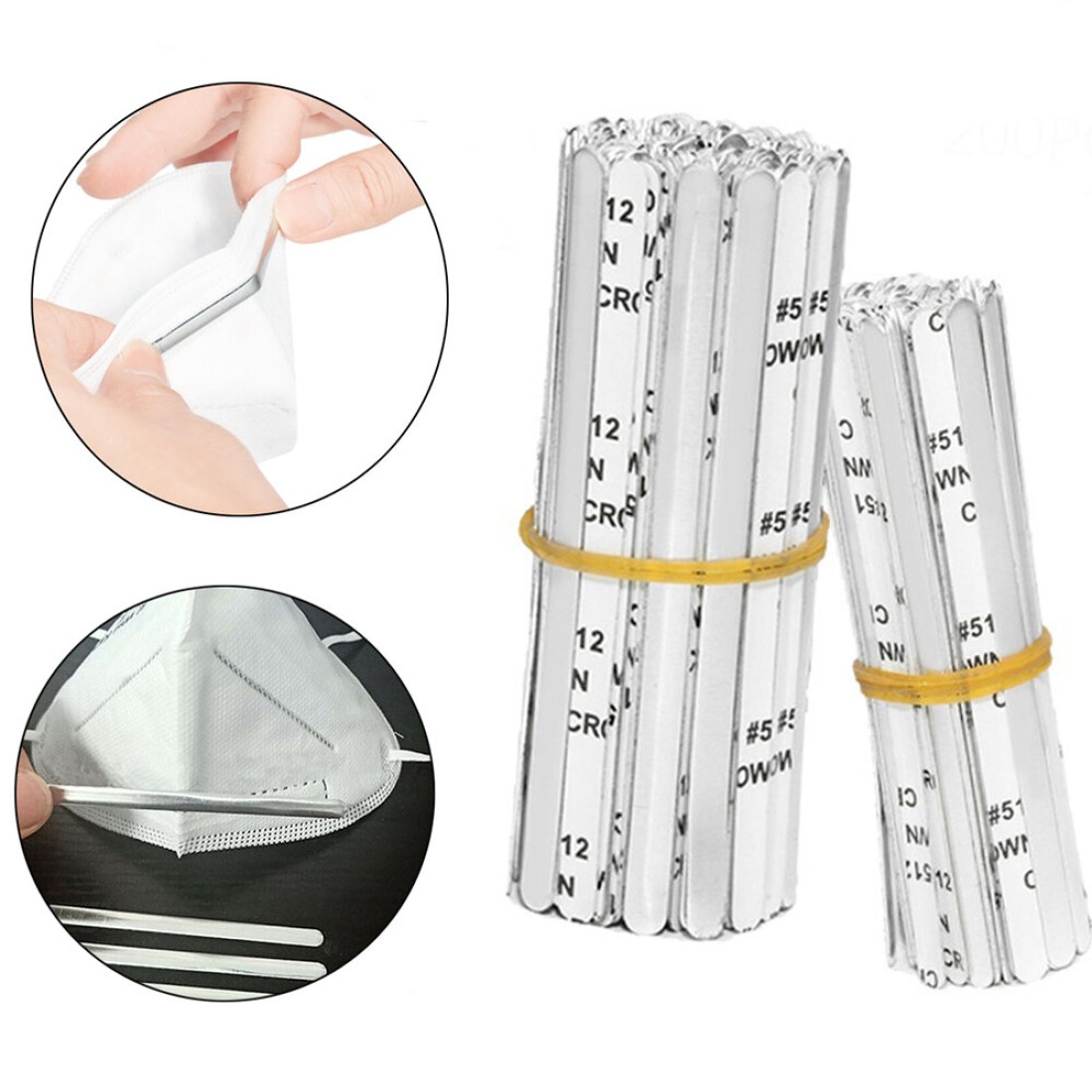 200Pcs Nose Bridge Strip Clip Face Mask DIY Material Self-adhesive Flat ...