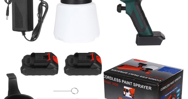 Cordless Paint Sprayer Electric Powerful Spray Gun with 3 Spray ...