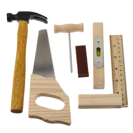 Kid Wooden Storage Toy Tool Set ToolBox DIY Educational Bench Learning ...