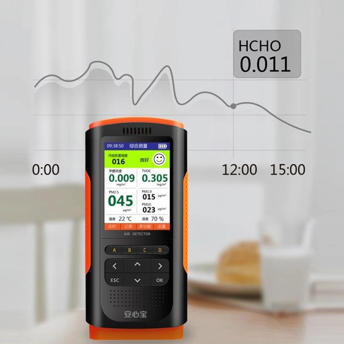 LCD Display Portable Formaldehyde Tester Air Quality Monitor Indoor Air ...