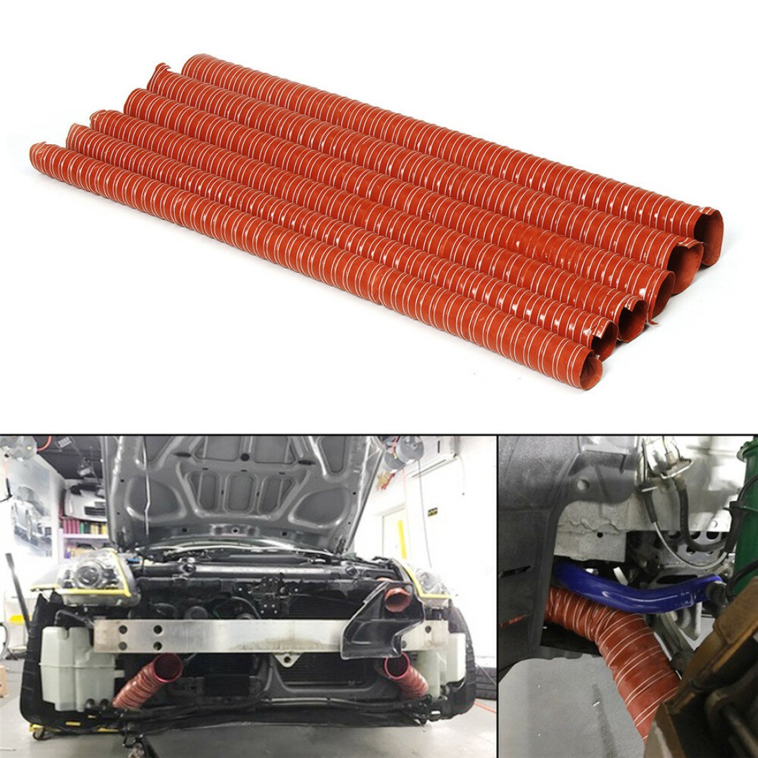 Orange Air Ducting Pipe Flexible Silicone Hose Hot And Cold Cooling ...