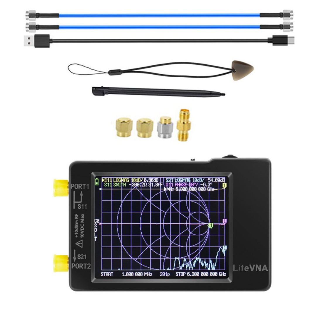 Original 50kHz ~ 6.3GHz LiteVNA 2.8inch Display Vector Network Analyzer ...