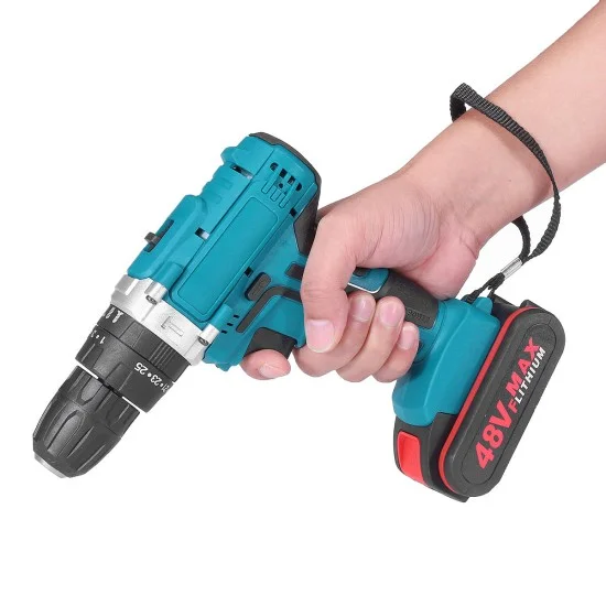 48V 2 Speed Power Drills Cordless Electric Drill 13000mAh 25+3 Torque ...