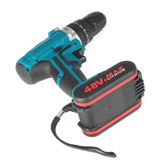 48V 2 Speed Power Drills Cordless Electric Drill 13000mAh 25+3 Torque ...