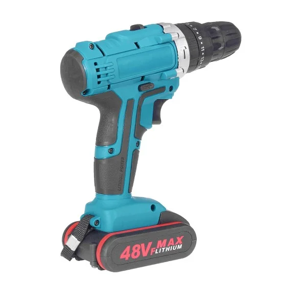 48V 2 Speed Power Drills Cordless Electric Drill 13000mAh 25+3 Torque ...