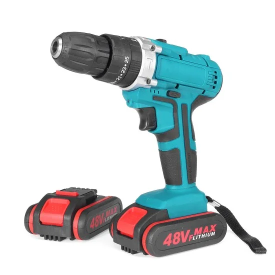 48V 2 Speed Power Drills Cordless Electric Drill 13000mAh 25+3 Torque ...