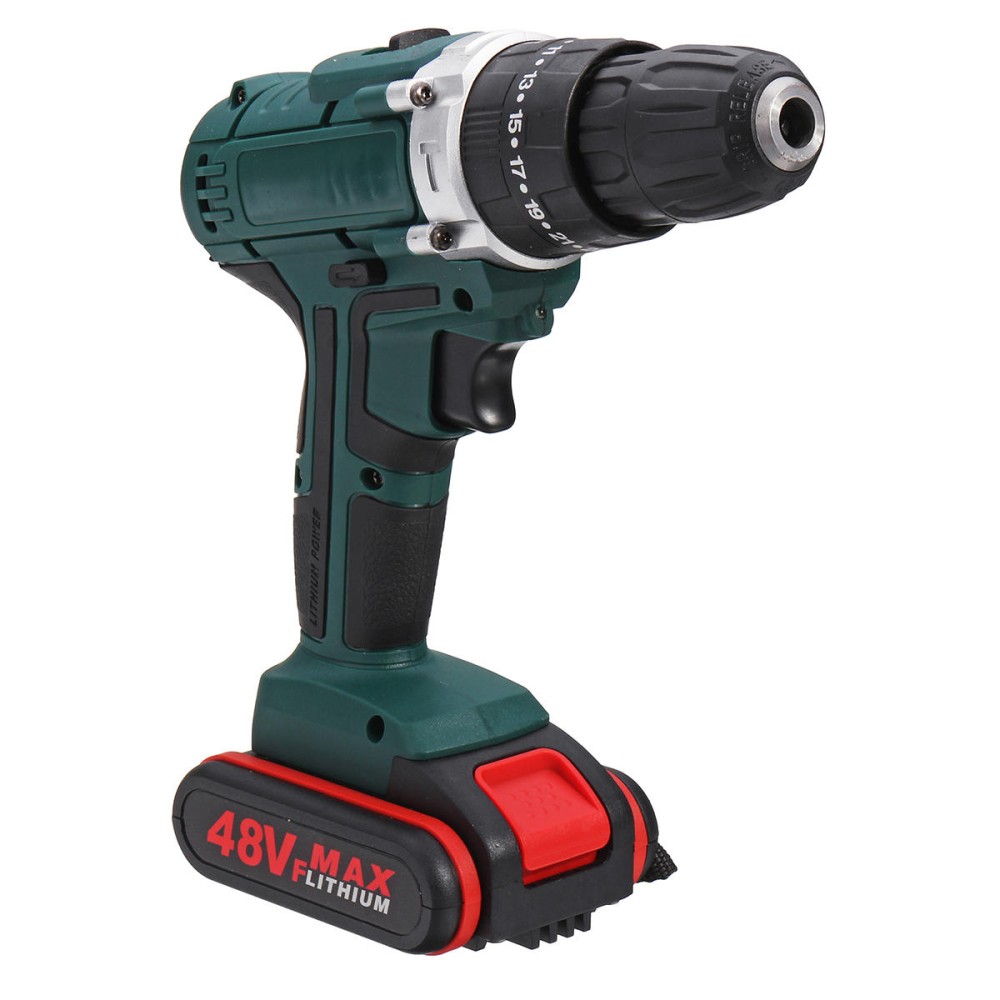 48V 2 Speed Power Drills Cordless Electric Drill 6500mAh 25+3 Torque ...