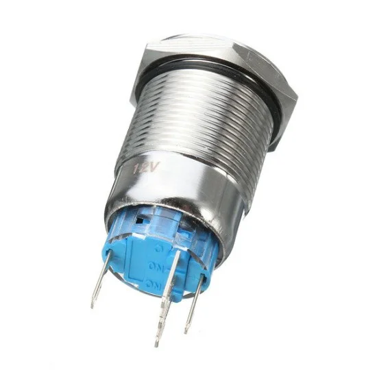 12V 5 Pin 19mm Led Light Stainless Steel Push Button Momentary Switch ...