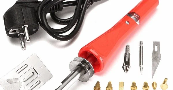 30W Wood Burning 24 Pieces Soldering Tools Kit Pyrography Set Brass ...