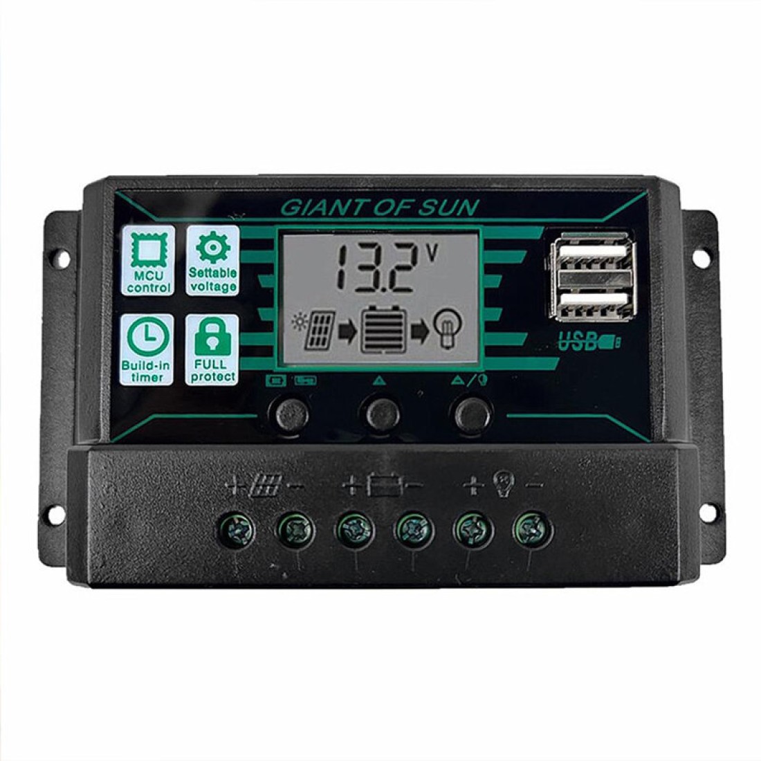 12V/24V 10A-100A LCD Solar Controller Dual USB DC Port Current Solar ...