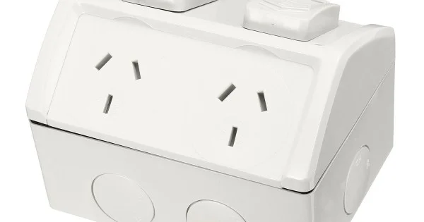10A Weatherproof Double Powerpoint Outdoor Power Outlet Switch Socket AU