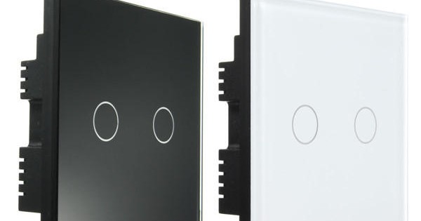 AC 250V Tempered Glass Wall Switch Panel - Two Switch Double Control