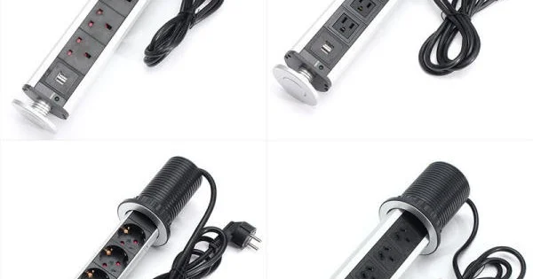 Pull Pop Up Electrical Socket 2 USB Desk Worktop Extension Lead Socket ...