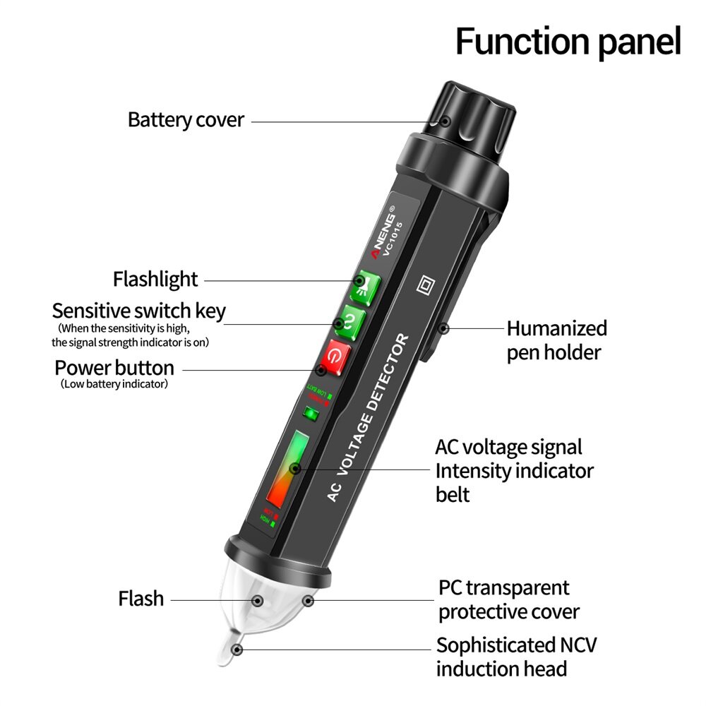 VC1015 AC12-1000V Smart Non-Contact Digital AC Voltage Tester Pen ...